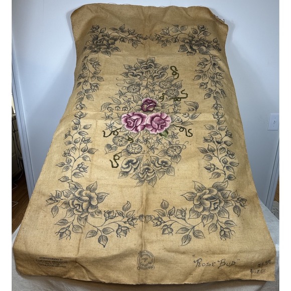 Wall Decor | Vintage Rose Bud Hooked Rug Canvas 4x65 Corynne Hudgens ...